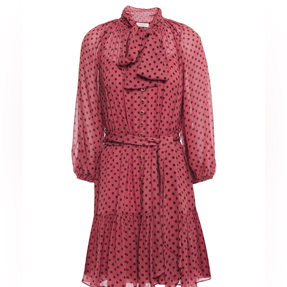 Zimmermann Pink Espionage Dress With Polka Dots And P… - Gem